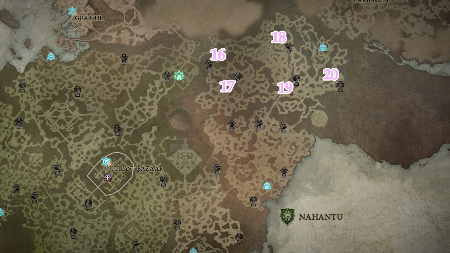 All Tenets of Akarat locations in Nahantu in Diablo 4