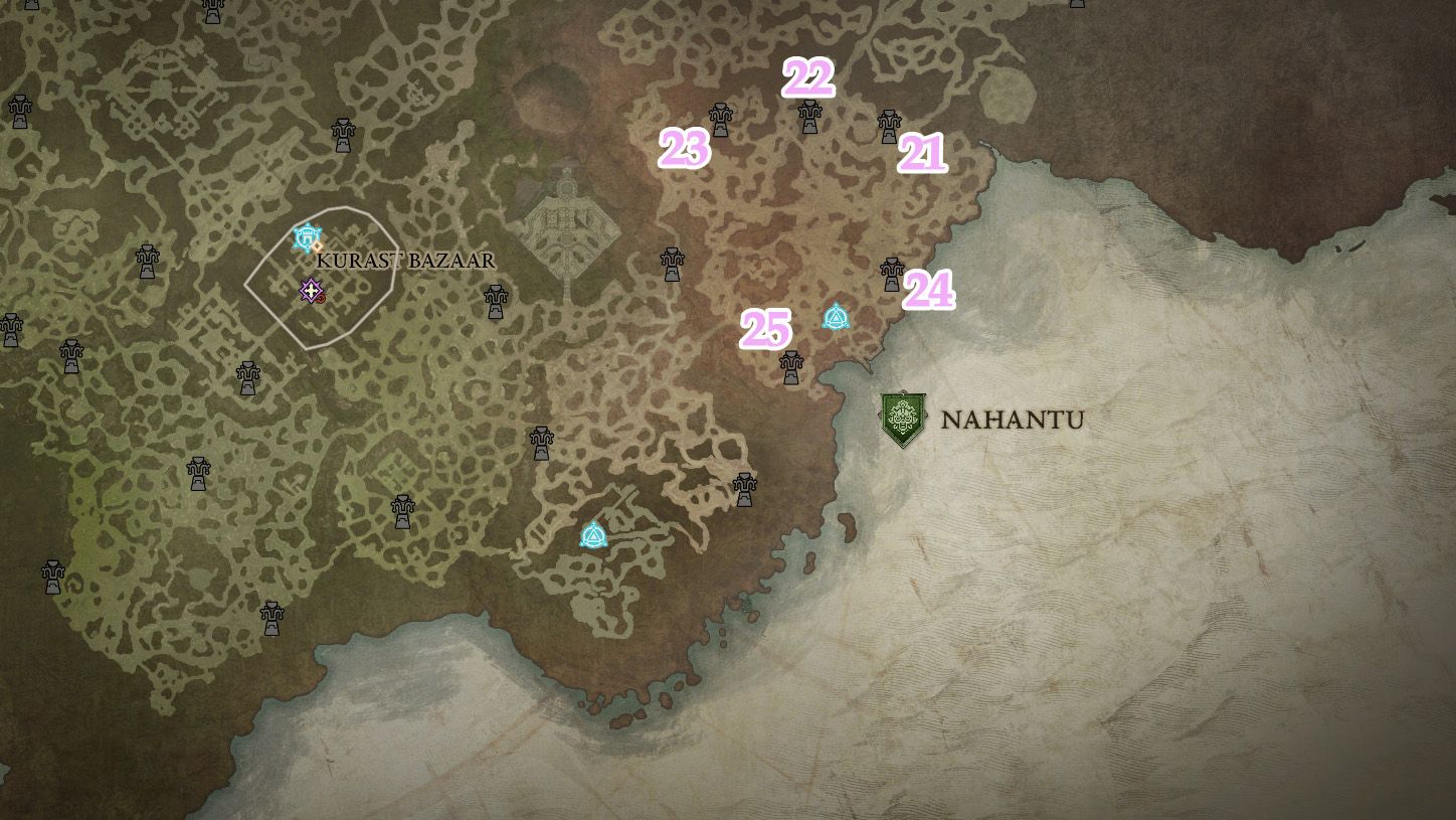 All Tenets of Akarat locations in Nahantu in Diablo 4