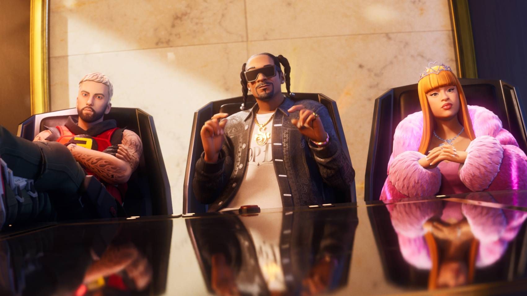 Eminem, Snoop Dogg, and Ice Spice in Fortnite Remix