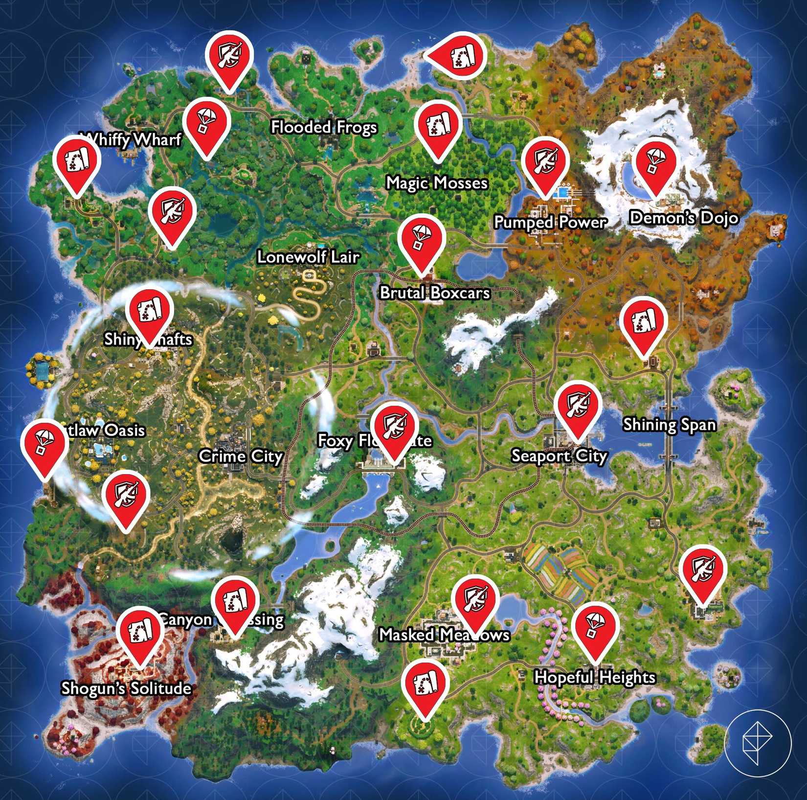 All Shadow Briefing locations in Fortnite Chapter 6 Season 2