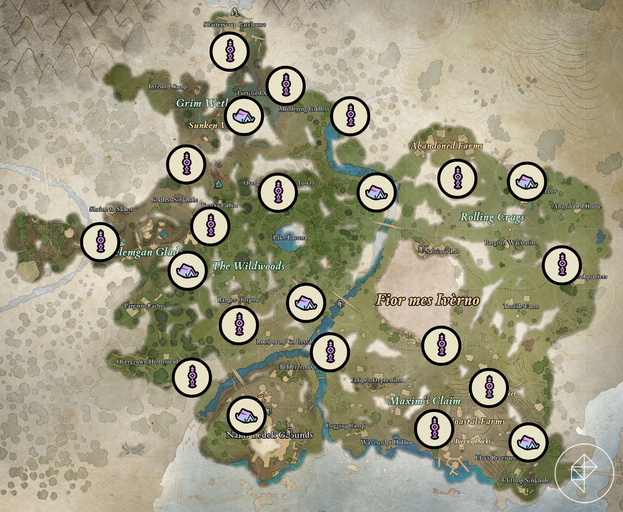 All Emerald Stair fast travel locations (camps and beacons) in Avowed