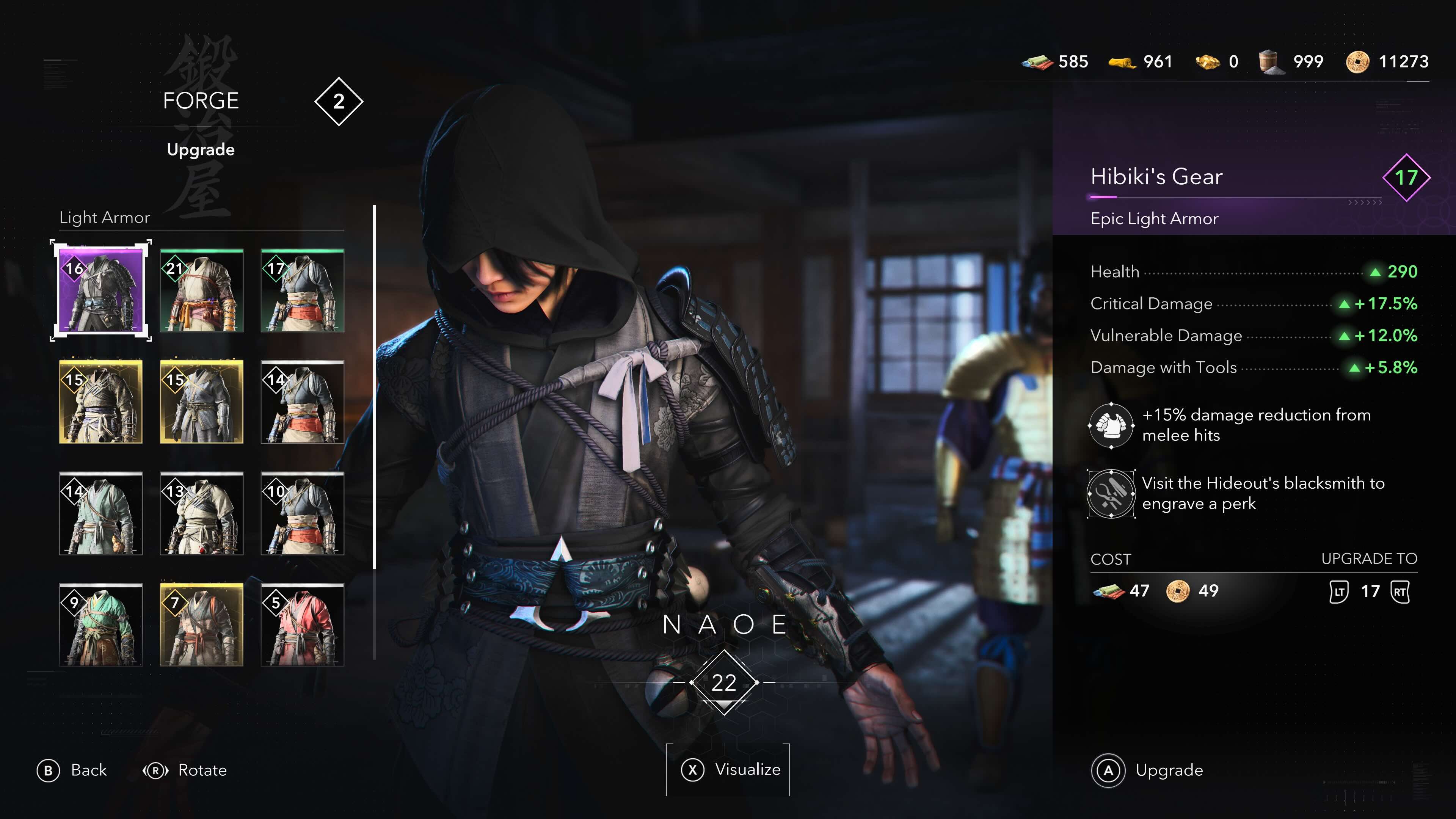 How to upgrade weapons and armor in Assassin’s Creed Shadows
