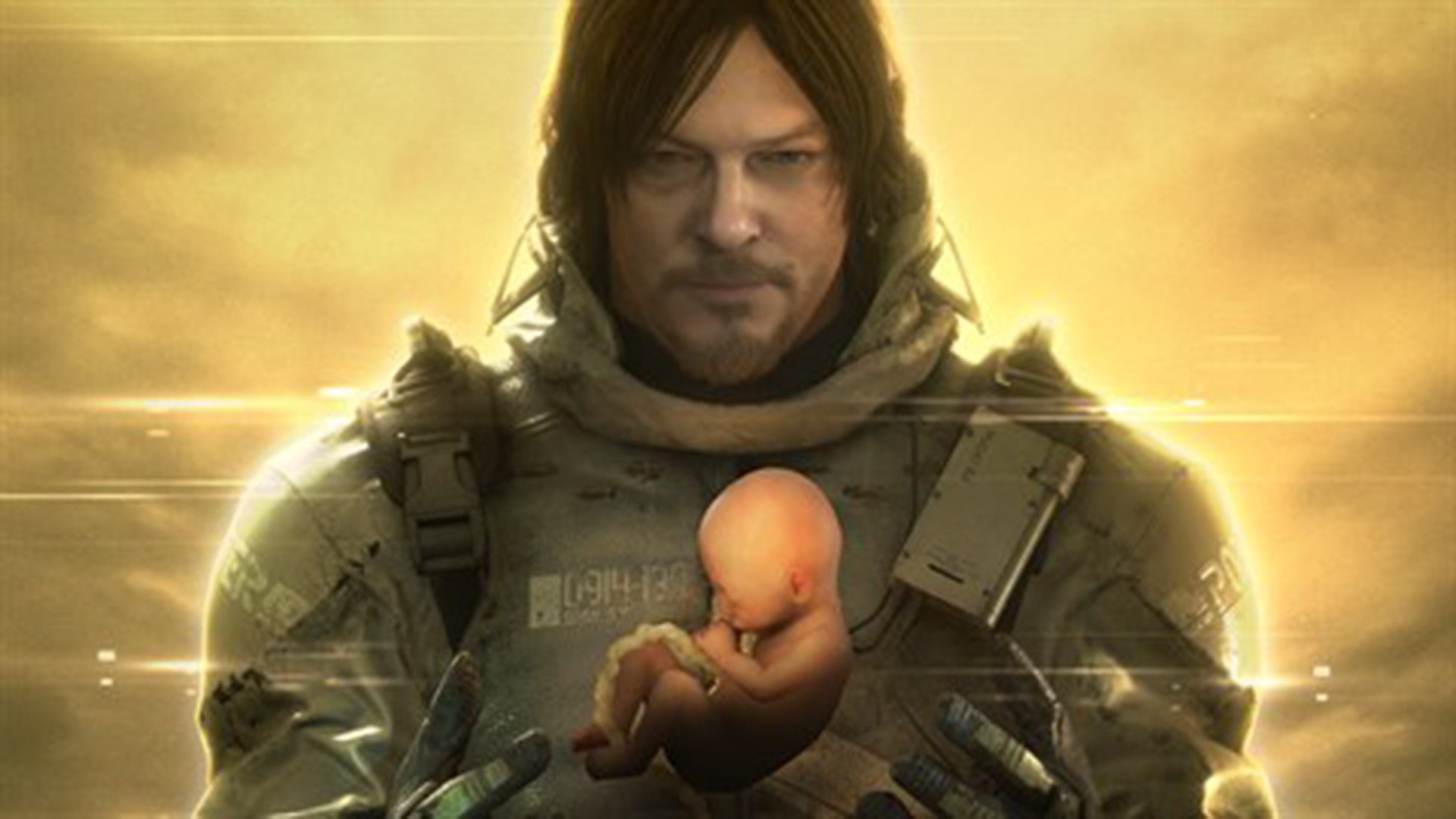 Norman Reedus standing in Death Stranding and holding a baby. Trust us.
