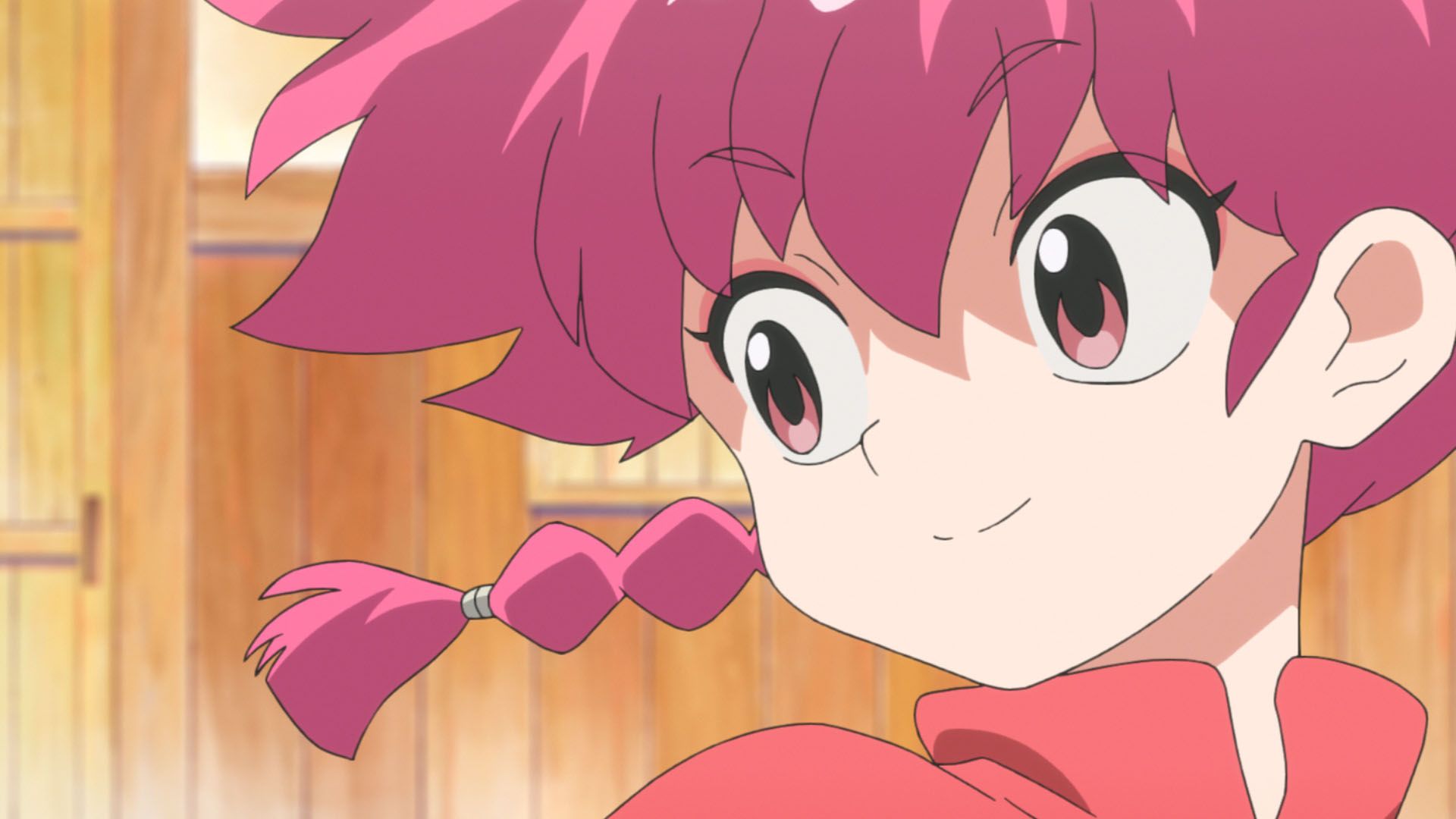 An anime girl with pink hair