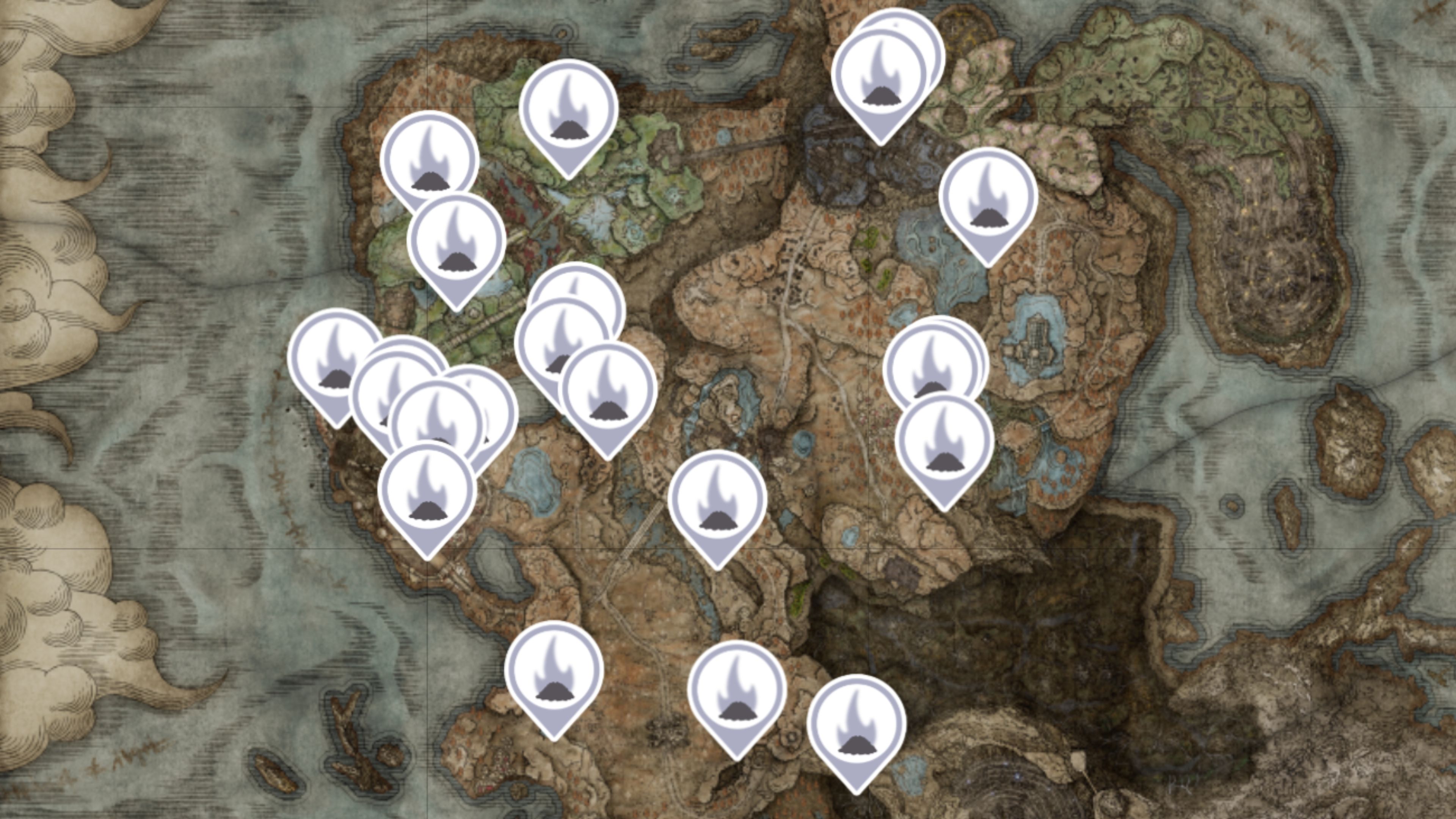 All Revered Spirit Ash locations map in Elden Ring DLC