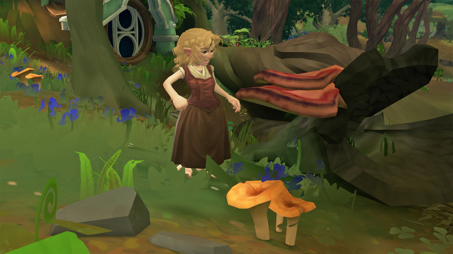 A hobbit finding mushrooms in Tales of the Shire.
