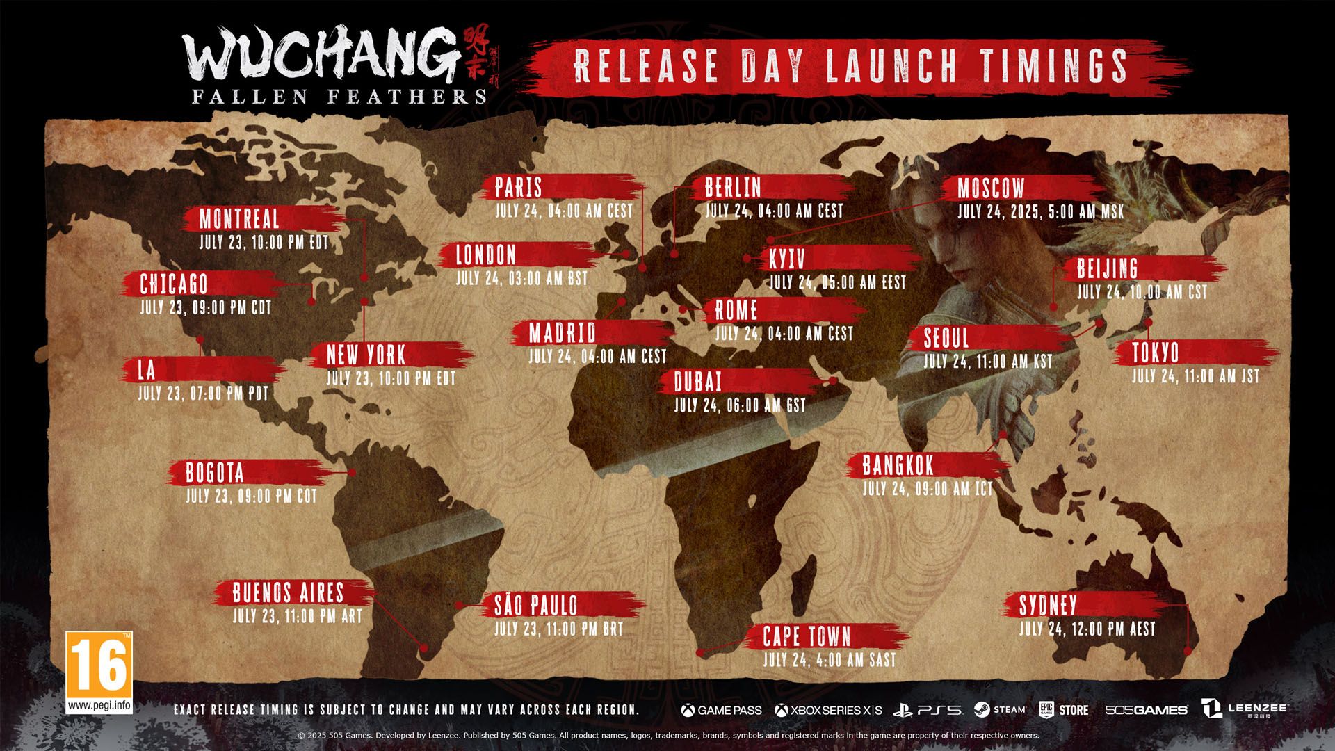 What time does Wuchang Fallen Feathers release in your time zone?