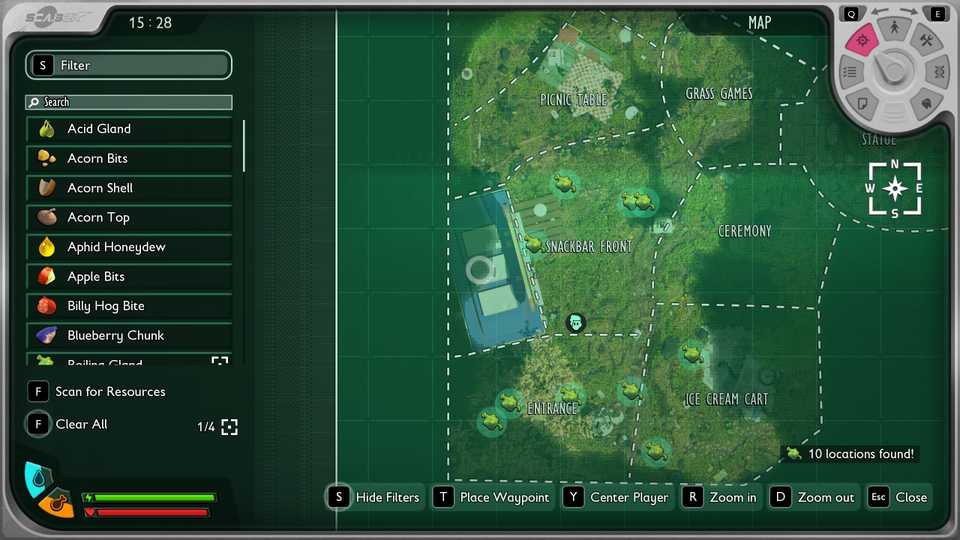 Where to find bombardier parts and boiling glands in Grounded 2