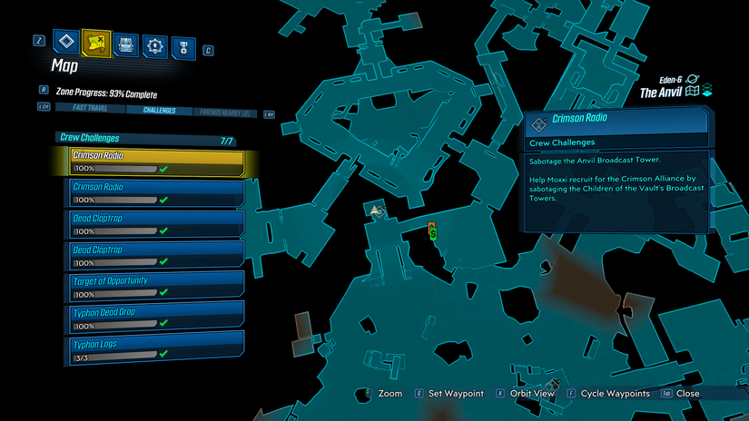 Borderlands 3 The Anvil challenges map guide