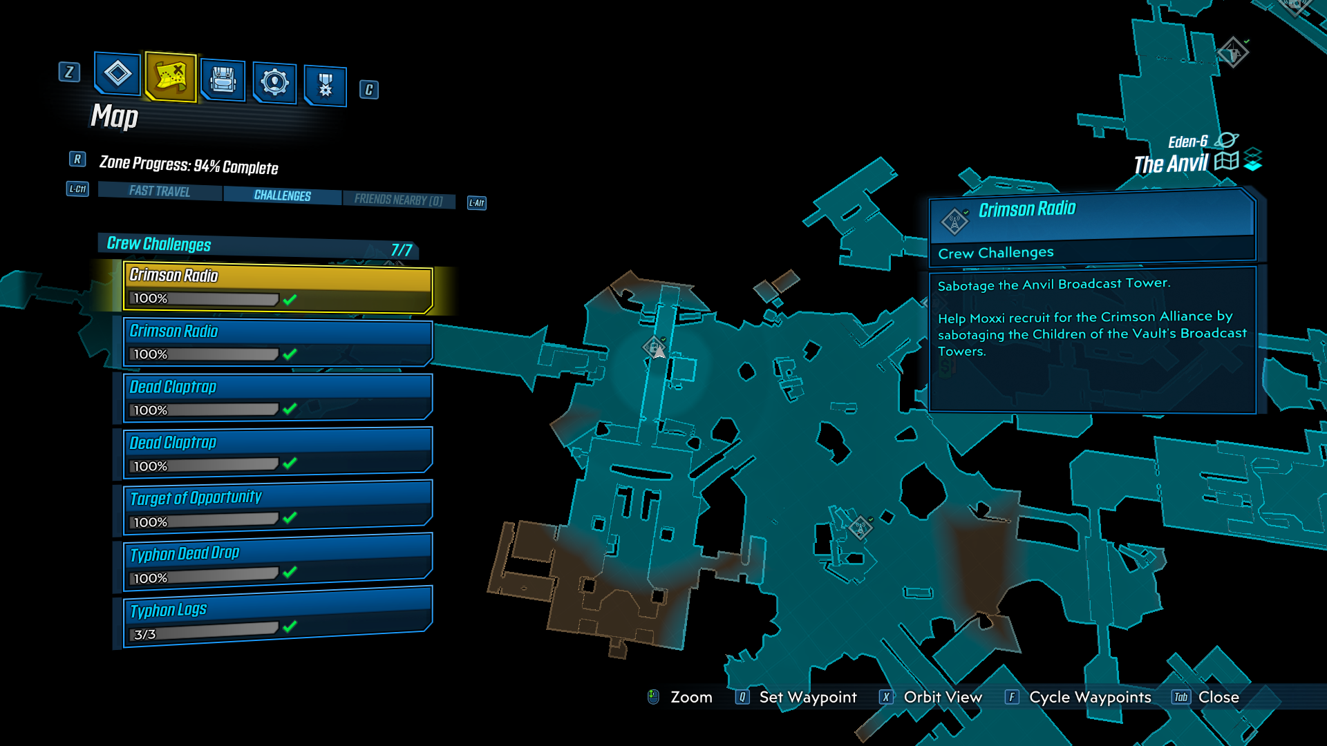 Borderlands 3 The Anvil challenges map guide