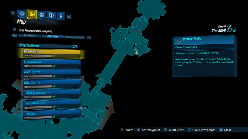 Borderlands 3 The Anvil challenges map guide