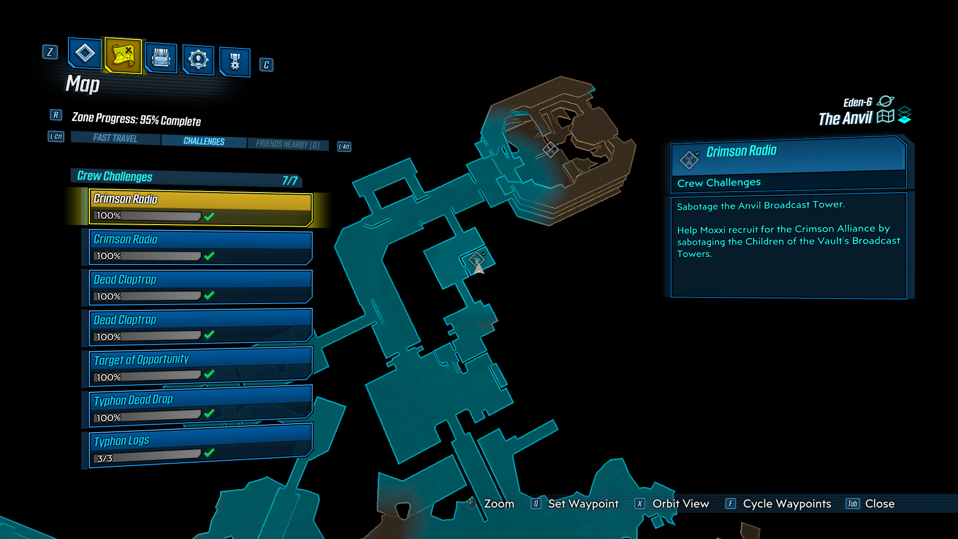 Borderlands 3 The Anvil challenges map guide