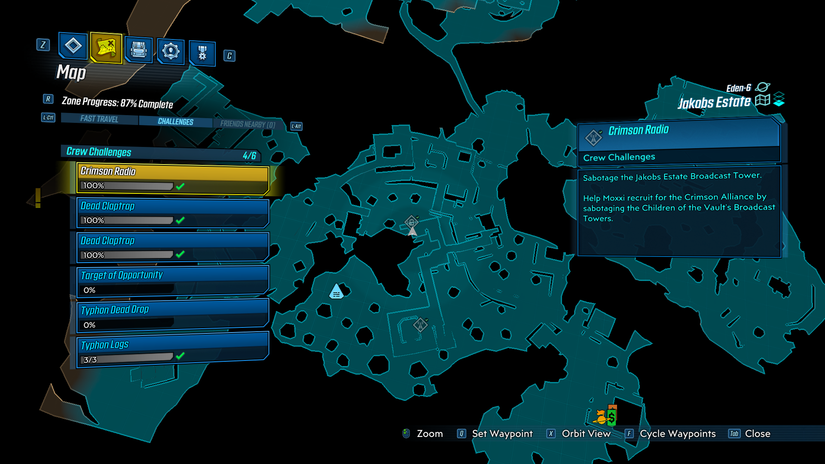 Borderlands 3 Jakobs Estate challenges map guide