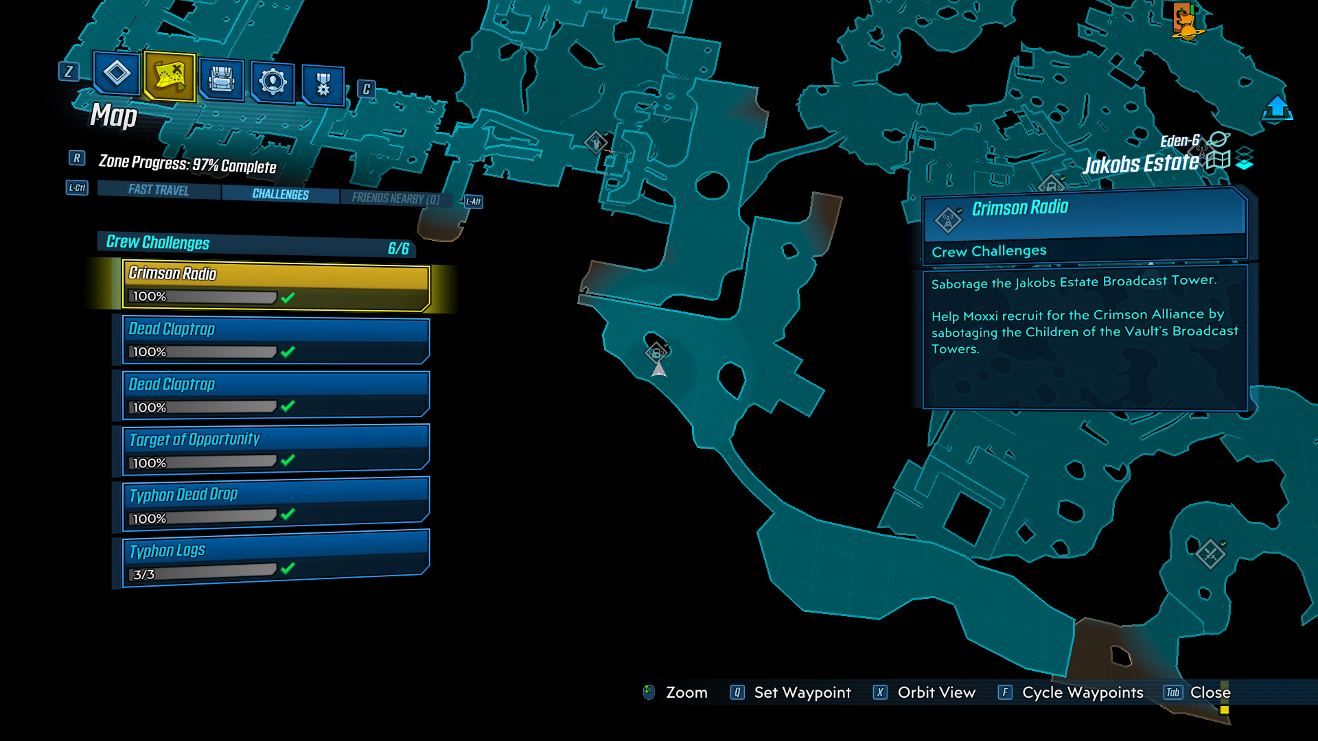 Borderlands 3 Jakobs Estate challenges map guide