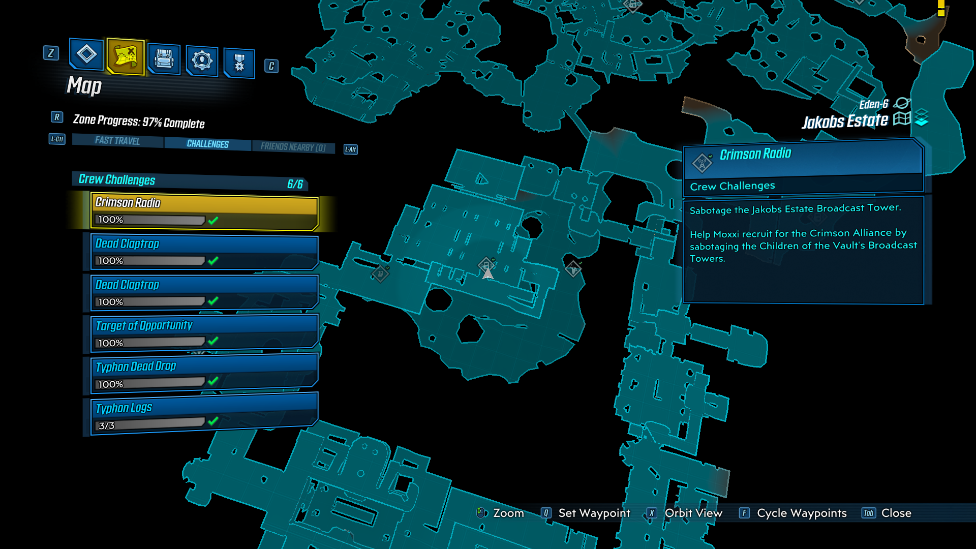 Borderlands 3 Jakobs Estate challenges map guide