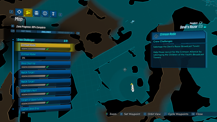 Borderlands 3 Devil’s Razor challenges map guide