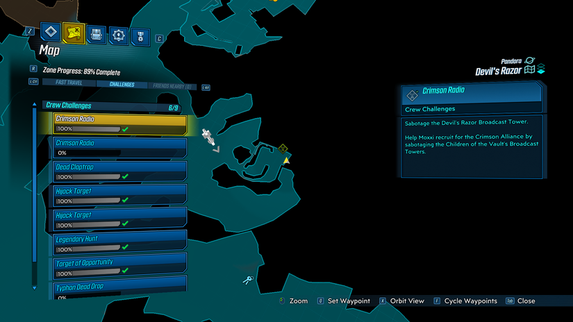Borderlands 3 Devil’s Razor challenges map guide