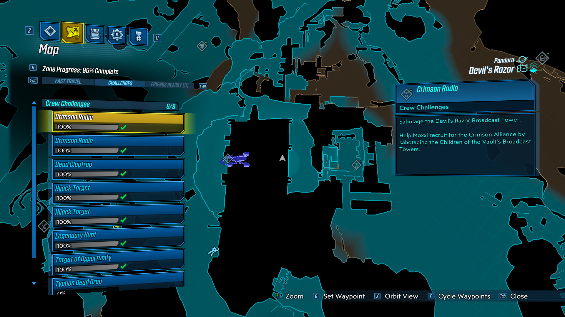 Borderlands 3 Devil’s Razor challenges map guide