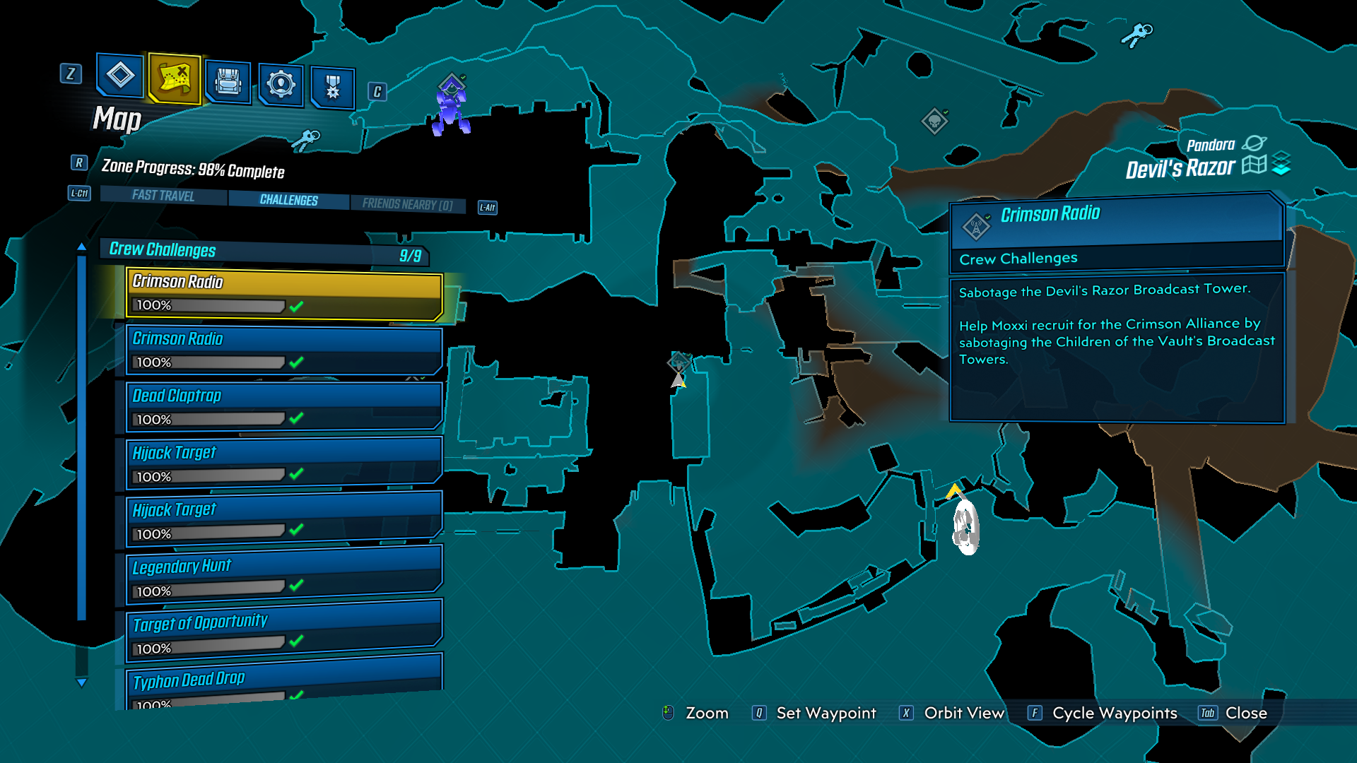 Borderlands 3 Devil’s Razor challenges map guide