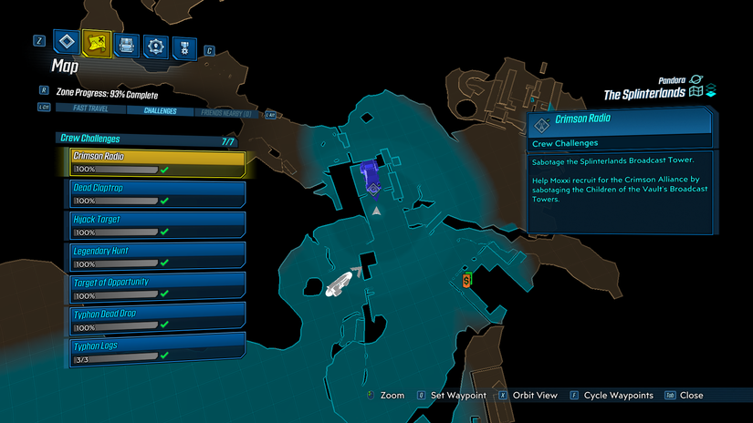 Borderlands 3 The Splinterlands challenges map guide