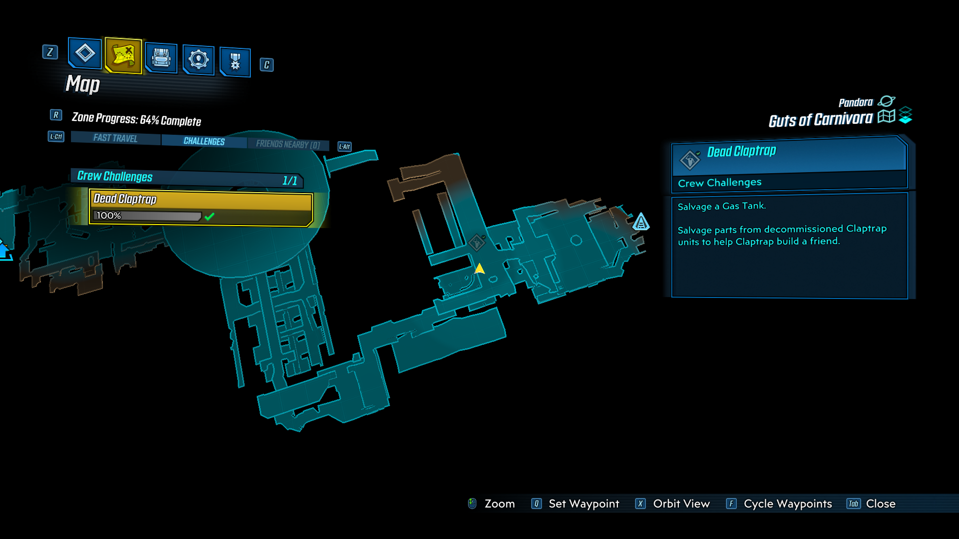 Borderlands 3 Guts of Carnivora challenges map guide