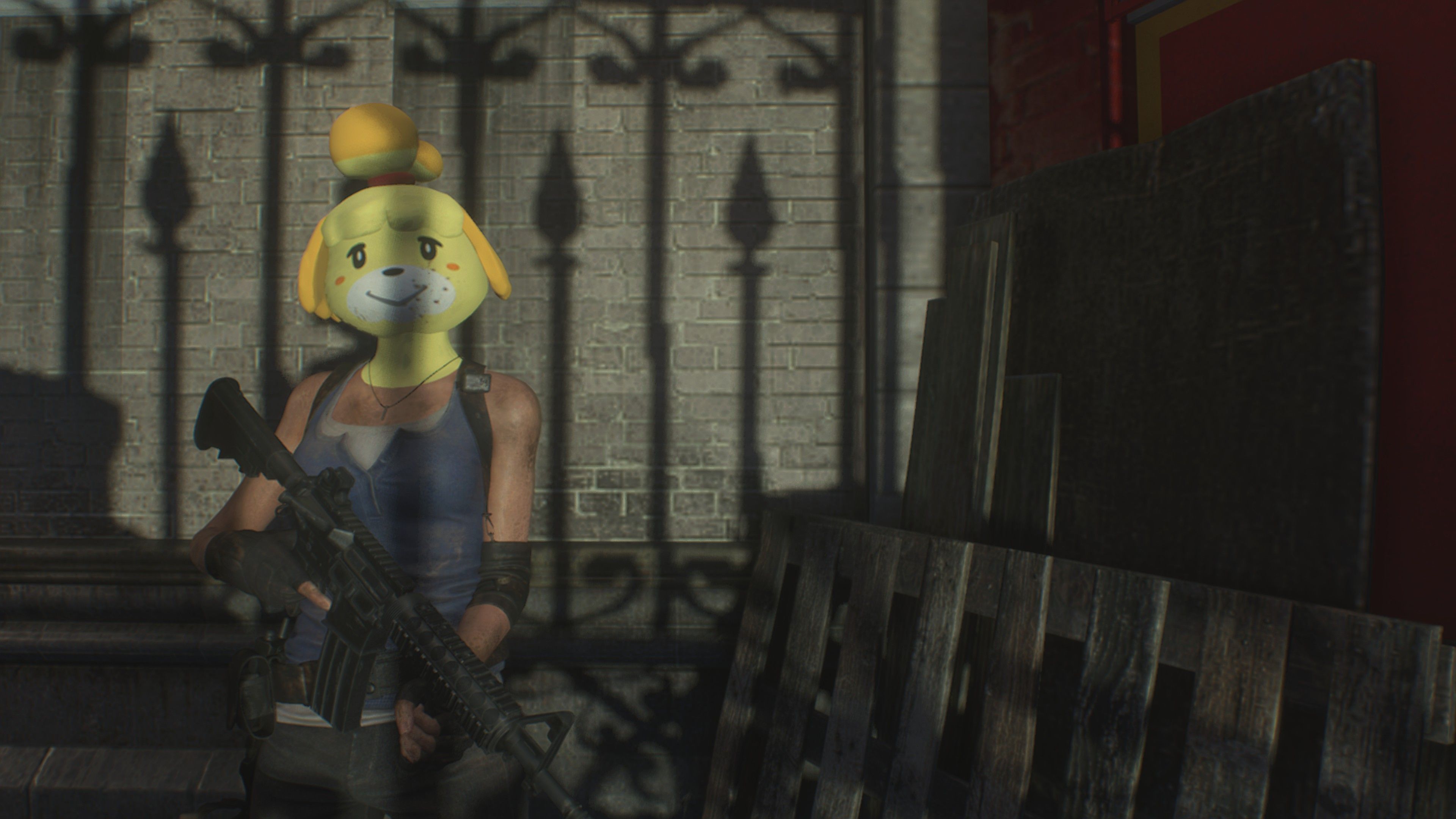 Yup, someone modded Isabelle into Resident Evil 3