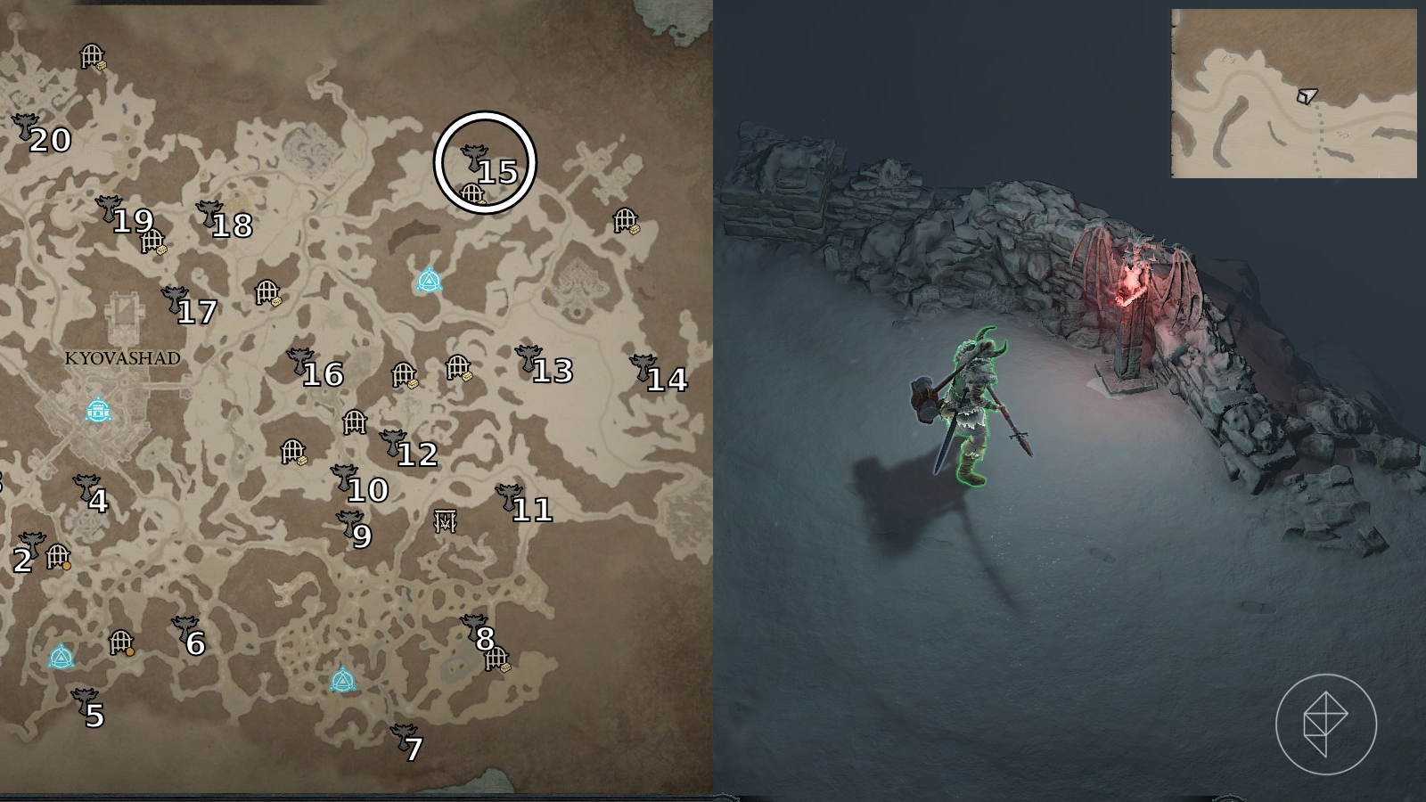 All Fractured Peaks Altar of Lilith locations and map in Diablo 4