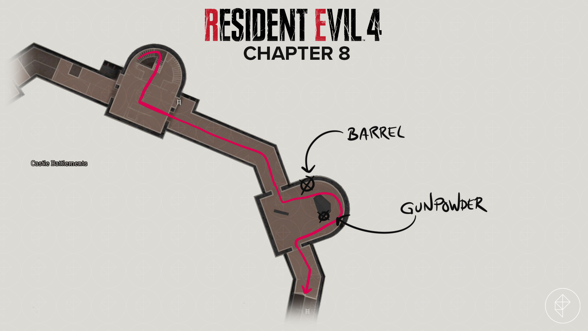 Chapter 8 guide (Castle Battlements, Lithograph puzzle) Resident Evil 4