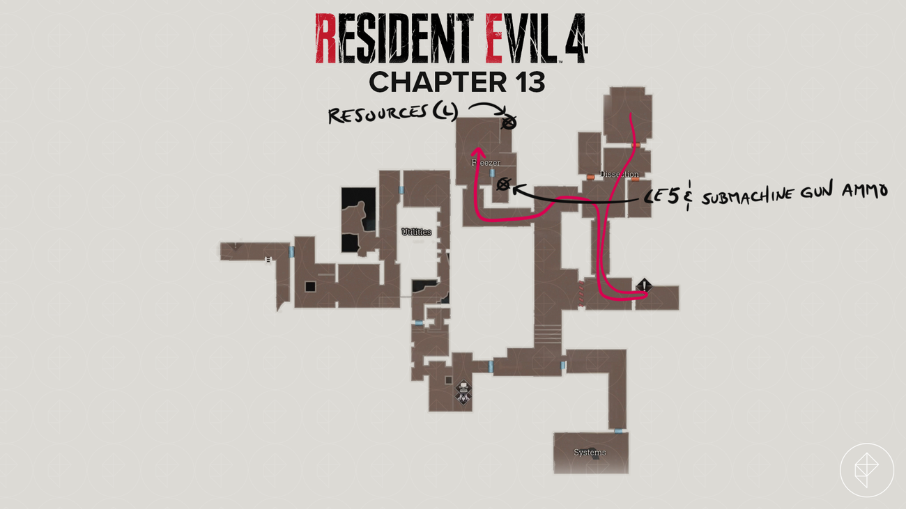 Chapter 13 guide (Island, Incubation Lab), in Resident Evil 4 remake