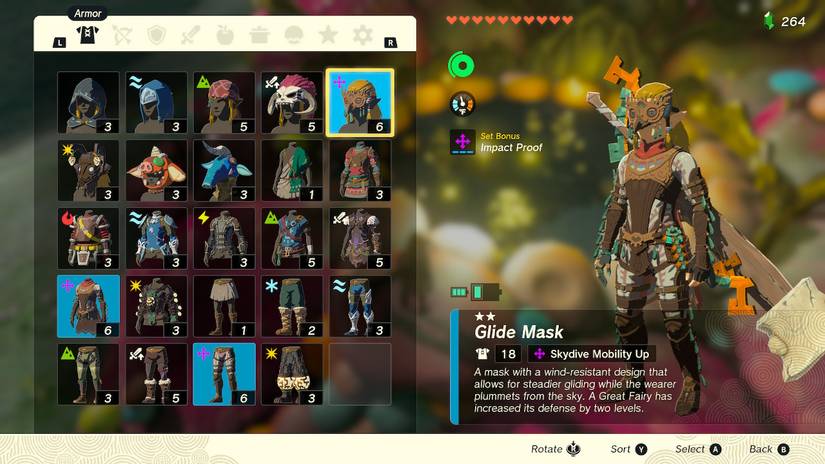 Glide Armor set locations in Zelda: Tears of the Kingdom
