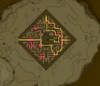 North Lomei Labyrinth solution, path in Zelda Tears of the Kingdom