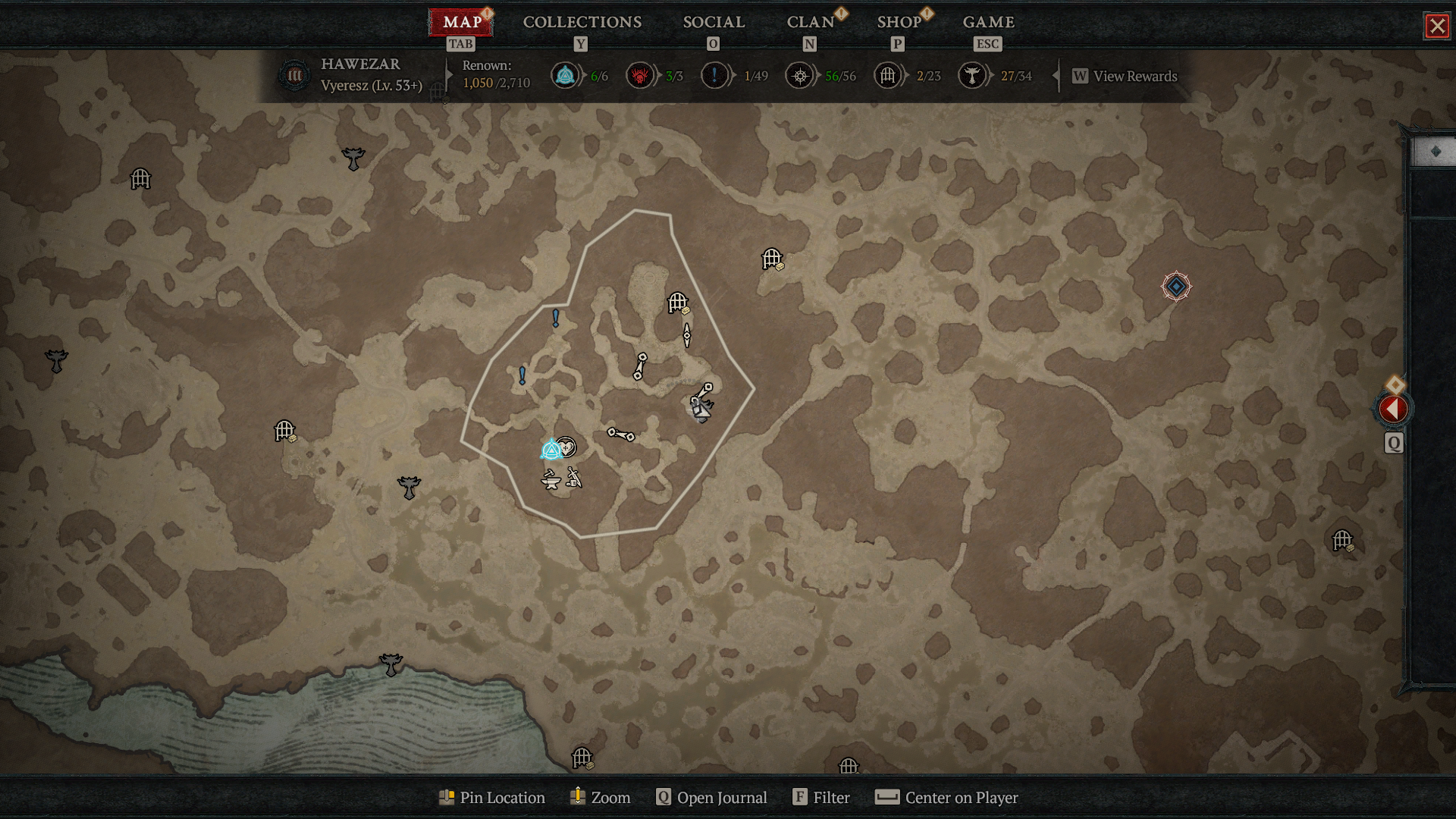 All Hawezar Altar of Lilith locations and map in Diablo 4