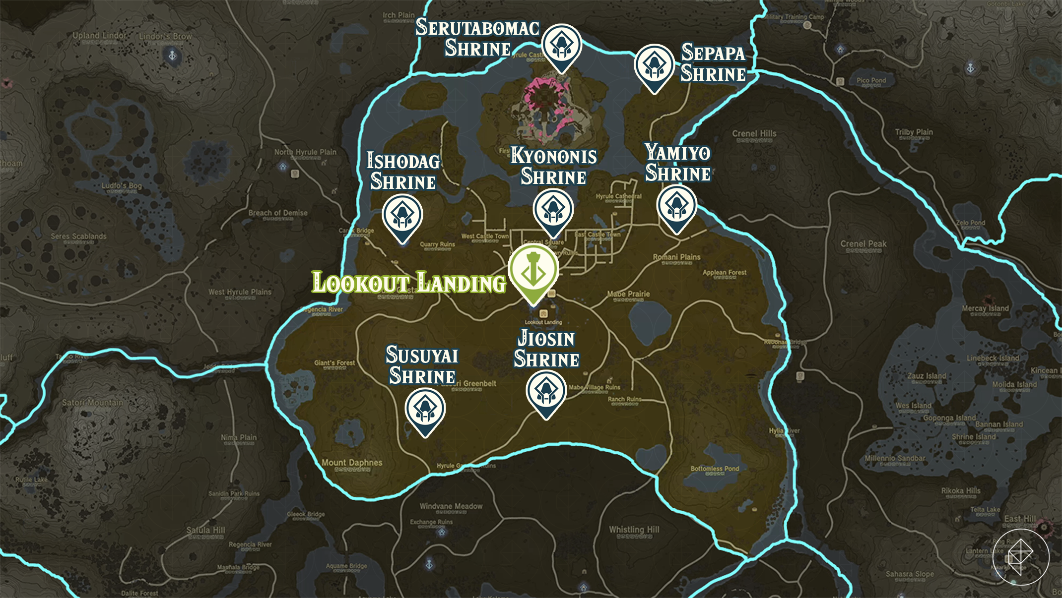 Shrine map and locations for Zelda: Tears of the Kingdom