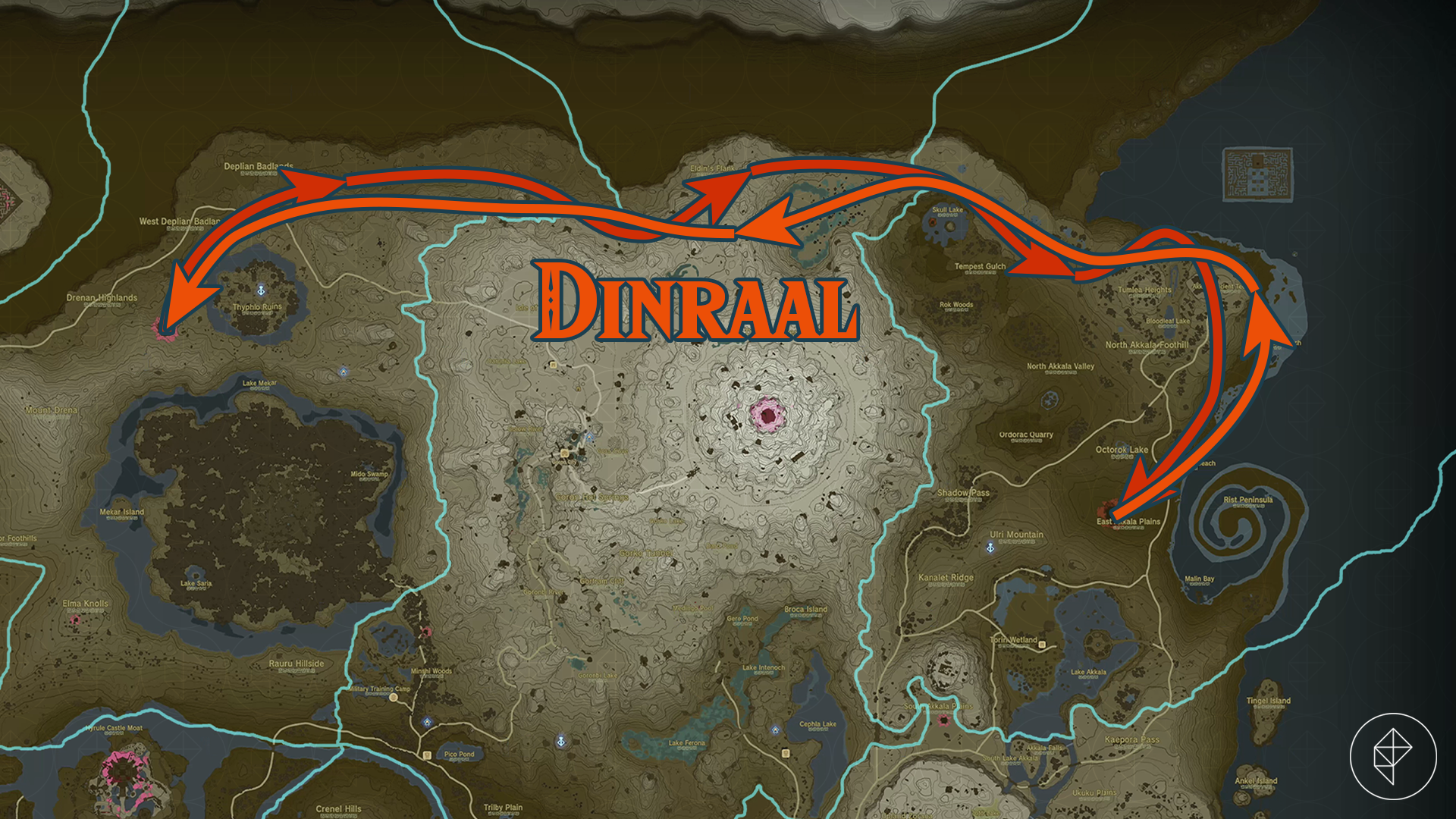 Dragon locations and paths in Zelda: TOTK