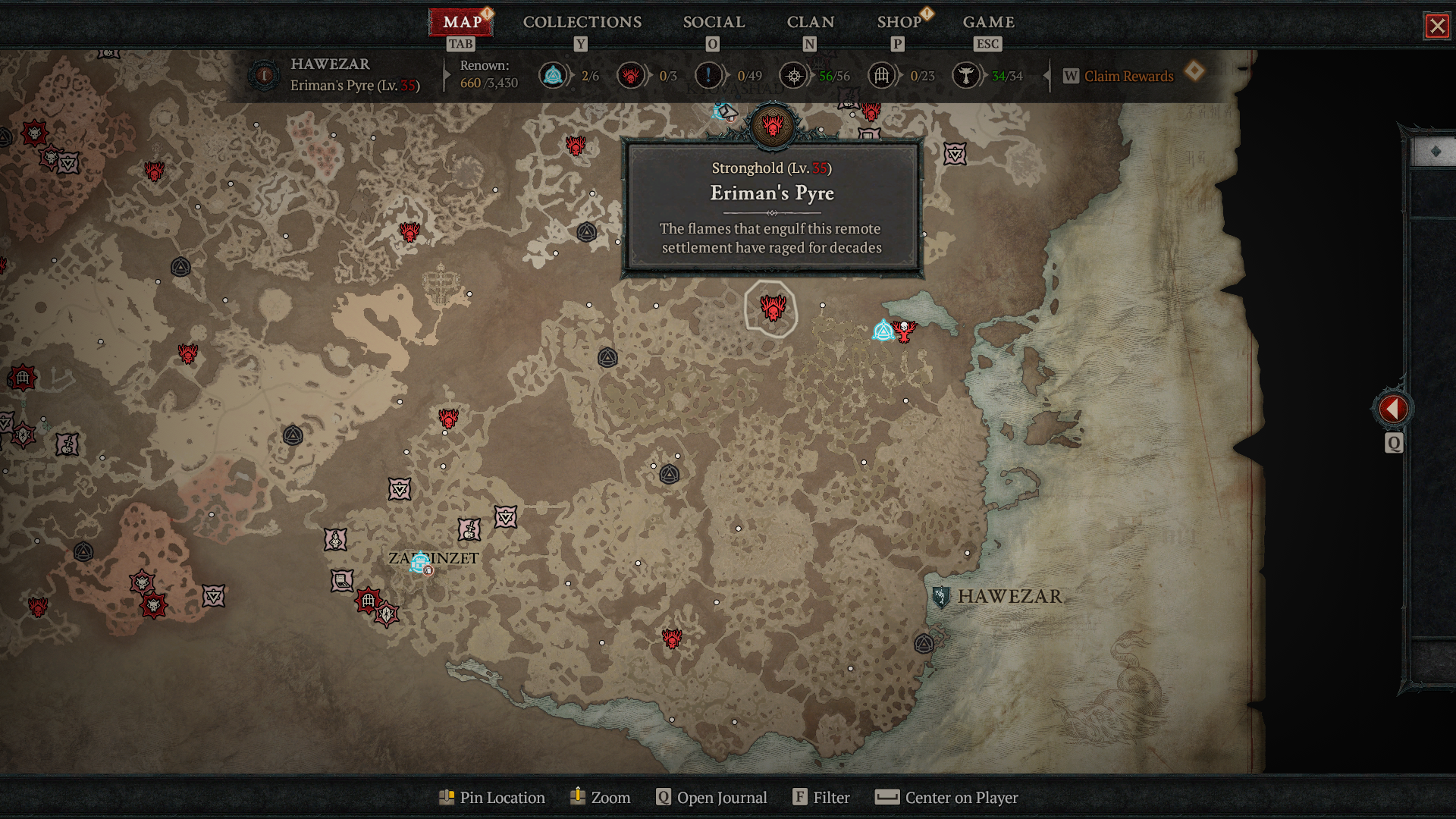 Diablo 4 Hawezar Stronghold locations and map