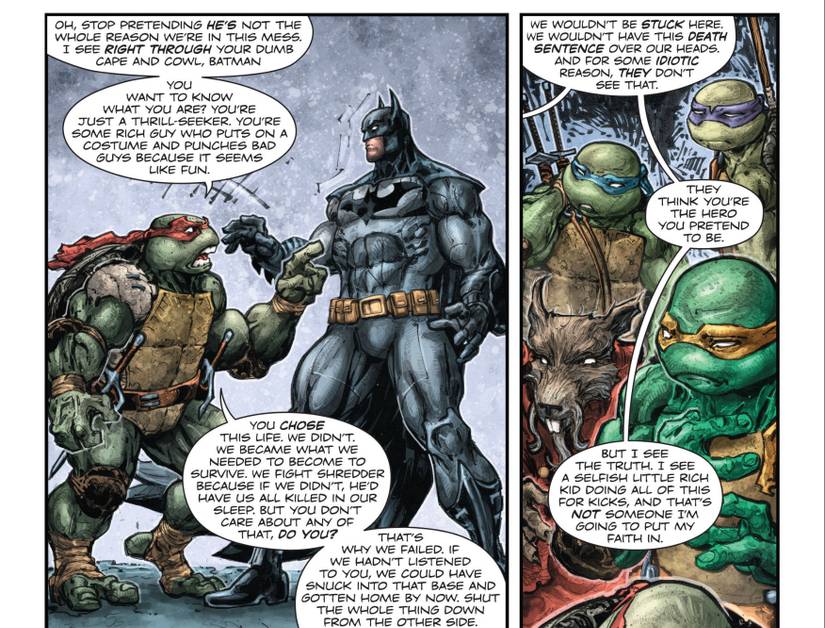 Why Batman showed Raphael from Ninja Turtles where his parents died