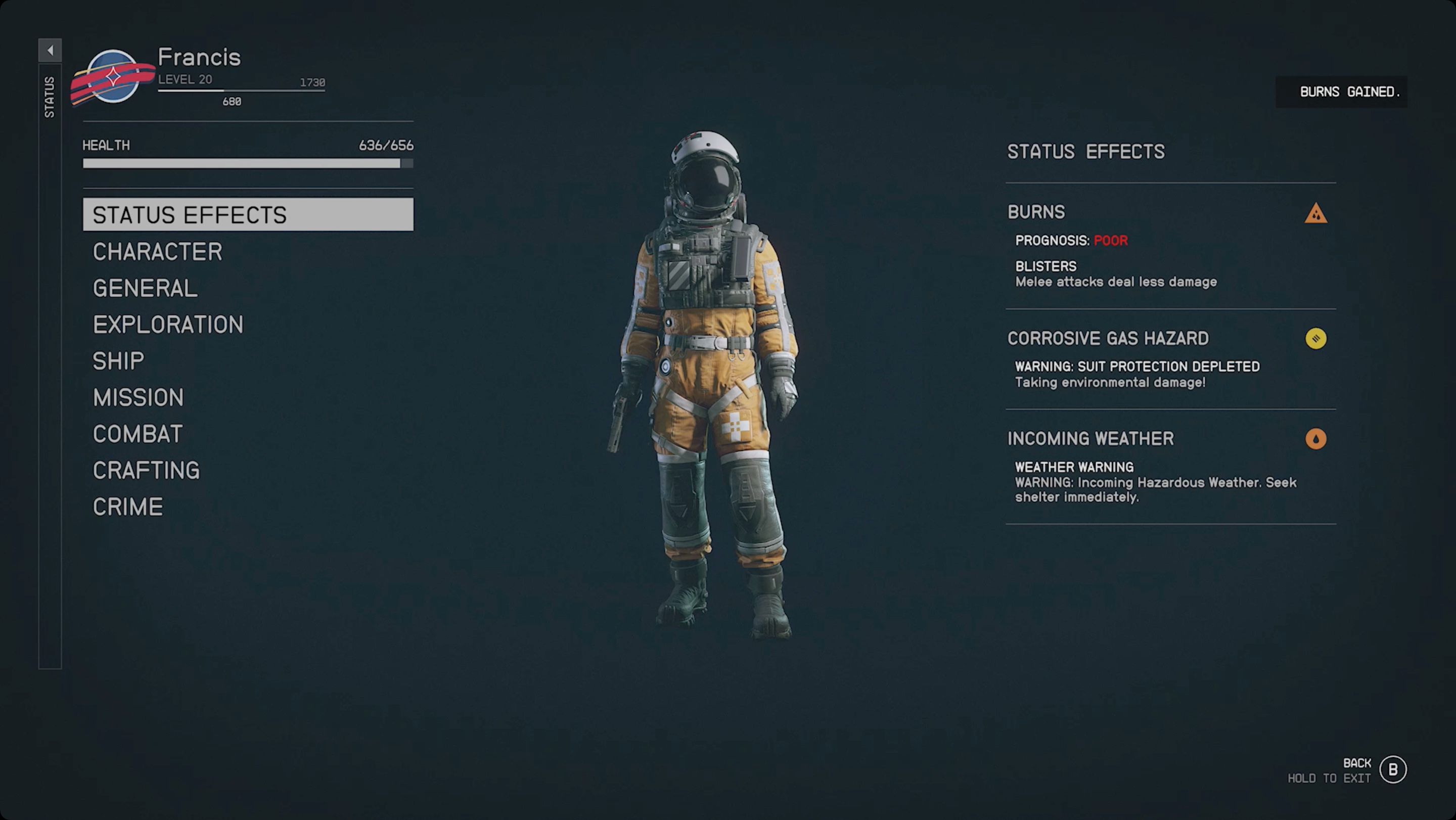 How to cure Afflictions, Injuries, and Infections in Starfield