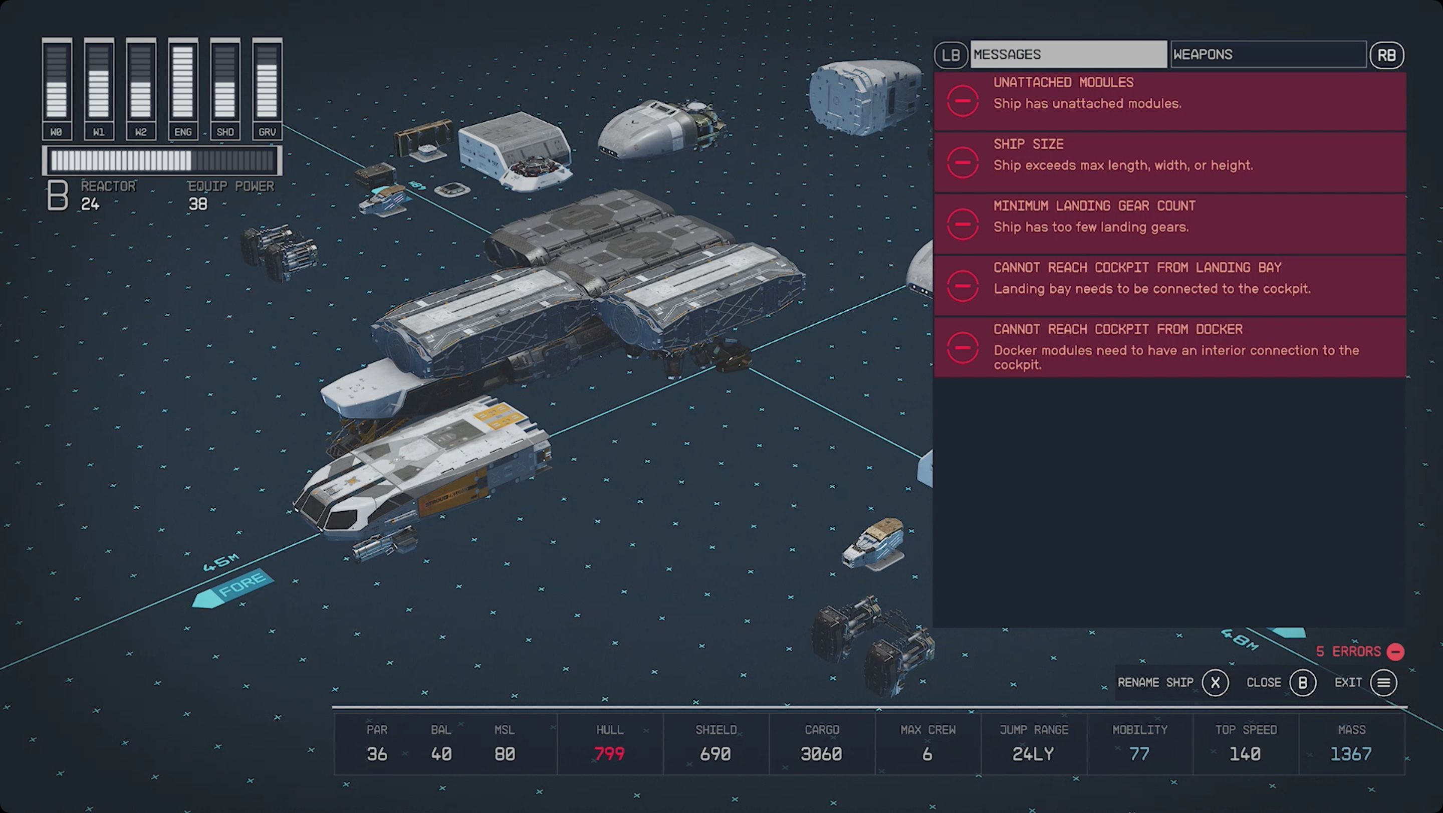 How to use the Ship Builder to make a spaceship in Starfield