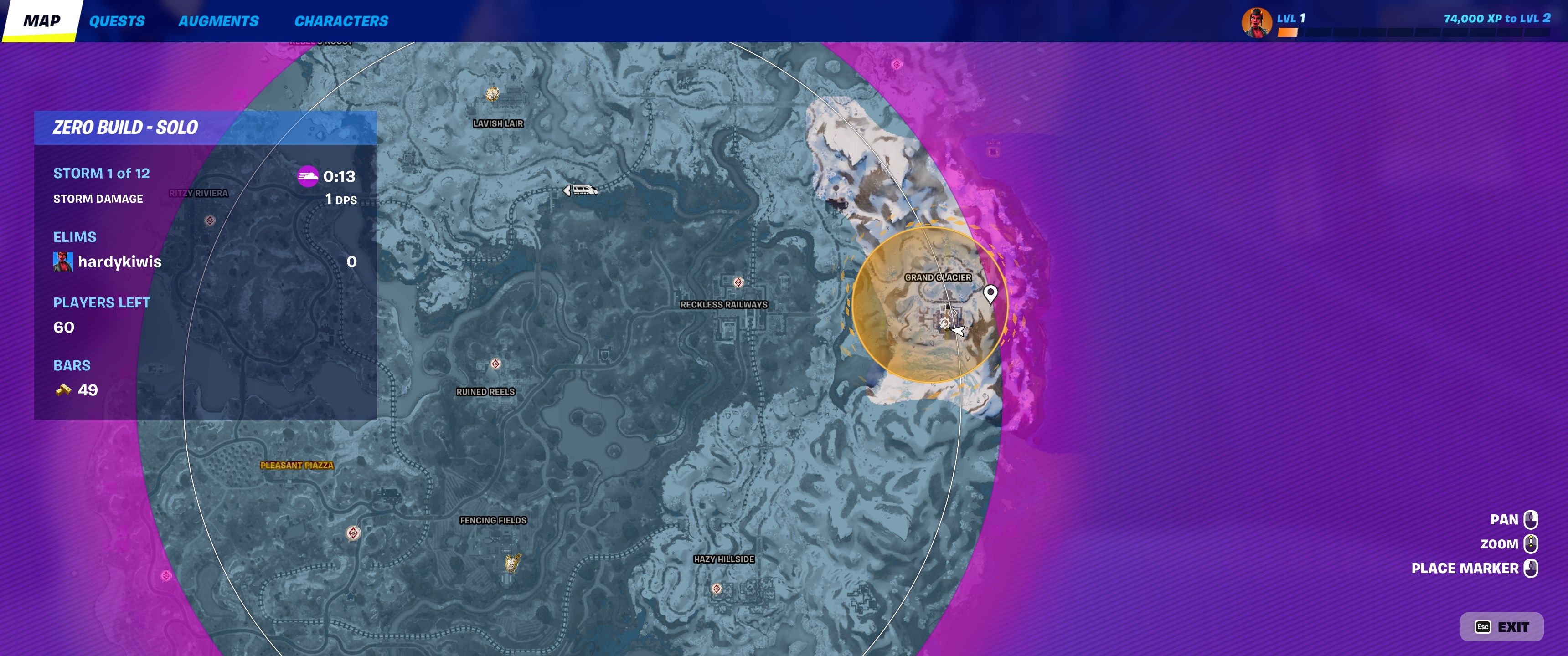 What is the gold circle on the map in Fortnite?